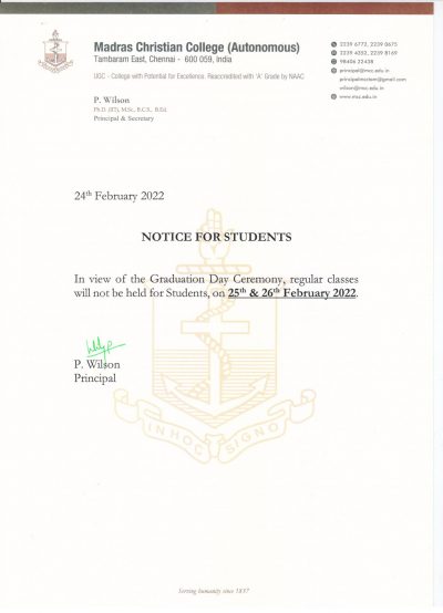 Notice - Graduation Day - Welcome to MCC